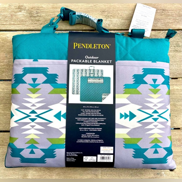 Pendleton | Other | Pendleton Packable Picnic Blanket Avra Valley Teal Gray | Poshmark